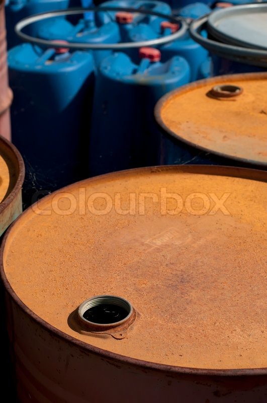 Old colored barrels for oil products. ... | Stock Photo | Colourbox