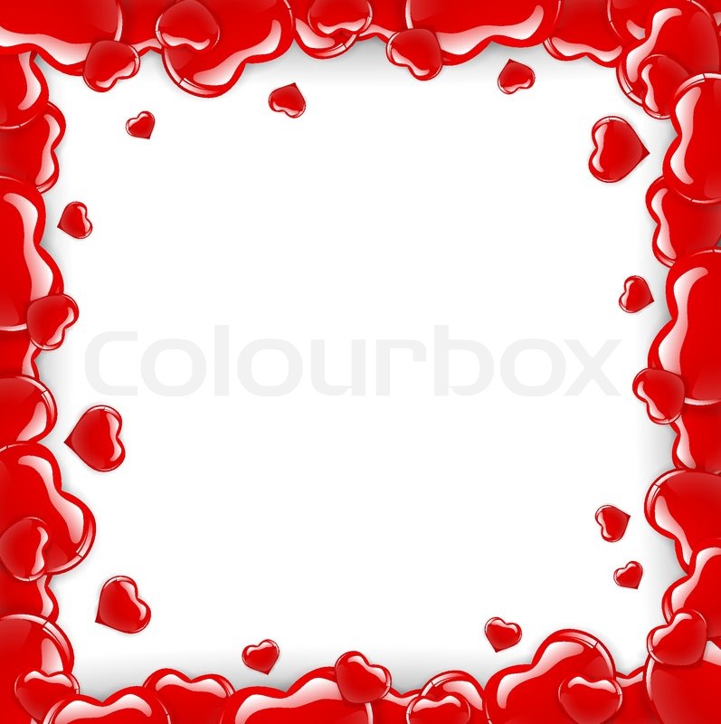 Red Heart Frame Over White Background, ... | Stock vector | Colourbox