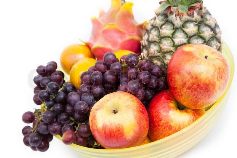 Variety of fruits in the tray. | Stock image | Colourbox