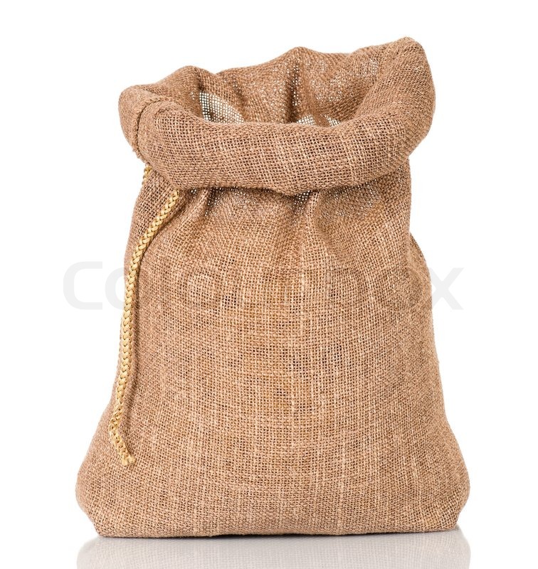 Open small sack, isolated on white ... | Stock image | Colourbox