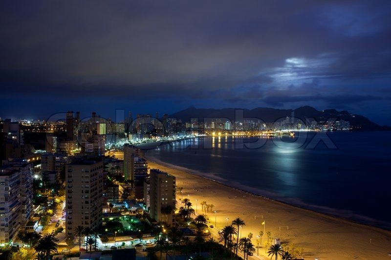 Benidorm Beach At Night