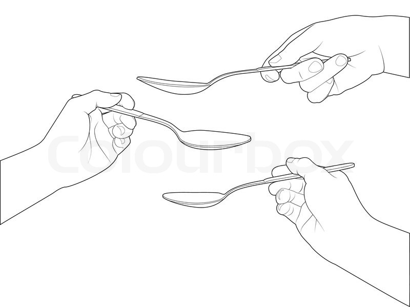 Hand holding spoon collection - vector ... | Stock vector | Colourbox