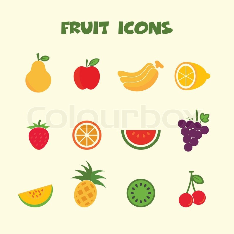 Fruit icons, colorful vector symbols | Stock vector | Colourbox