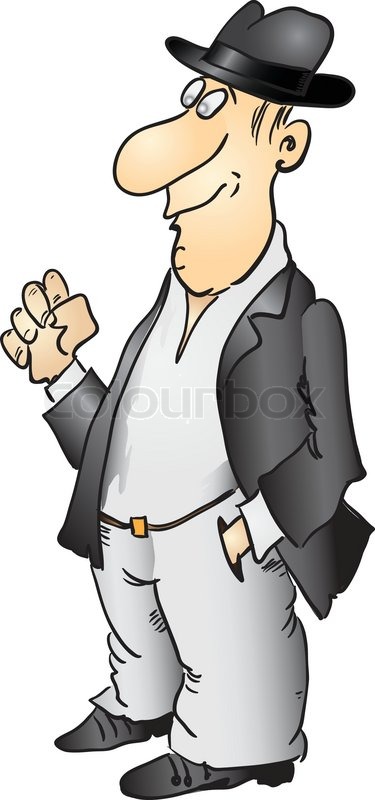 Cartoon man in a hat and jacket. ... | Stock vector | Colourbox