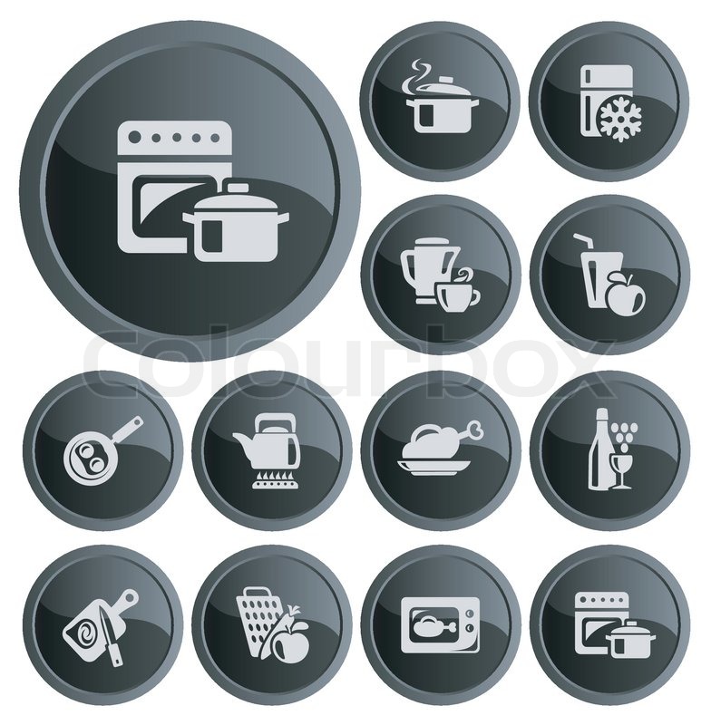 Kitchen and cooking button set | Stock vector | Colourbox