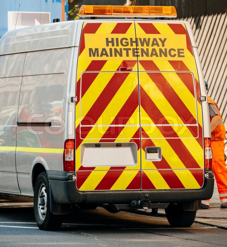 Highway maintenance van with security ... | Stock image | Colourbox