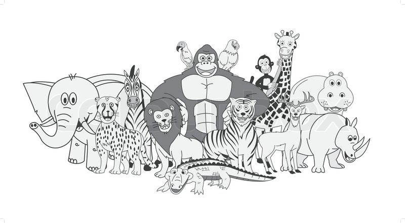Wild Animals Together Drawing