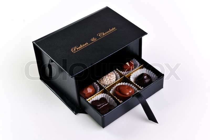 Chocolate and praline luxury box with ... | Stock image | Colourbox