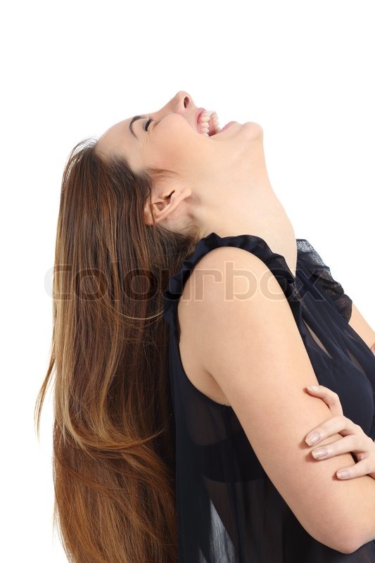 Funny happy woman laughing hilarious ... | Stock image | Colourbox