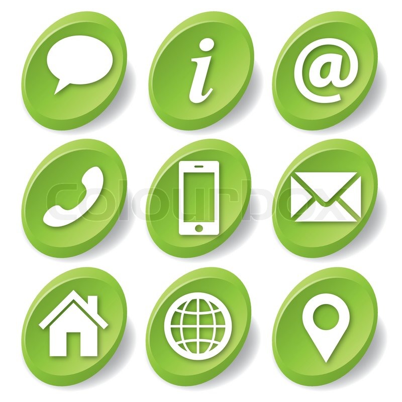 Green web buttons - contact | Stock vector | Colourbox
