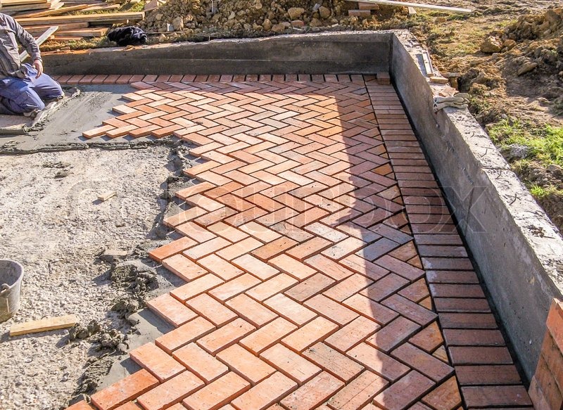 Orange brick paving stones pattern in ... | Stock image | Colourbox