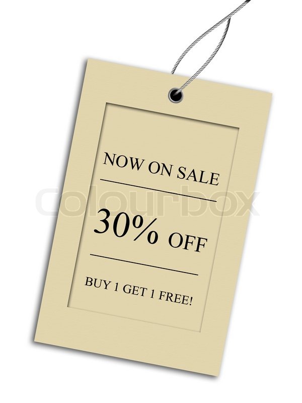 Close up view of nice price label on ... | Stock image | Colourbox