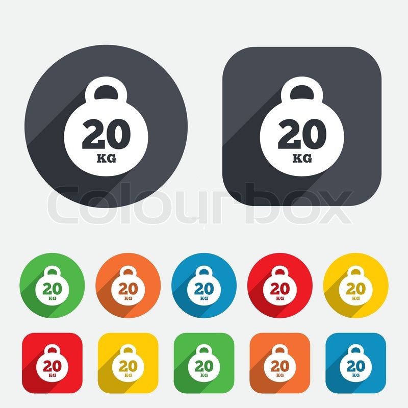 Weight sign icon. 20 kilogram (kg). ... | Stock vector | Colourbox