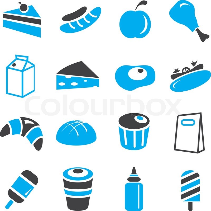 Food icons, blue theme | Stock Vector | Colourbox