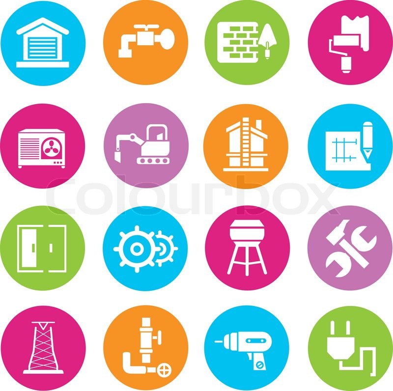 Home service, construction buttons | Stock vector | Colourbox