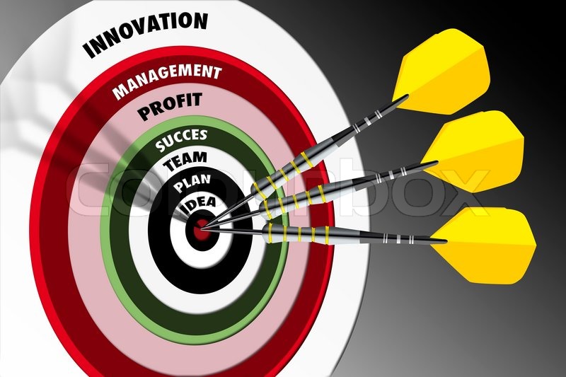 3 yellow arrows hitting the center of a ... | Stock image | Colourbox