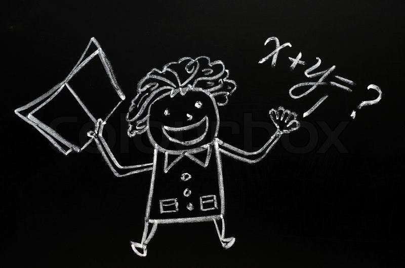 Teacher figure drawn with chalk on ... | Stock image | Colourbox