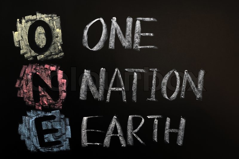 Acronym of ONE - One Nation Earth ... | Stock image | Colourbox