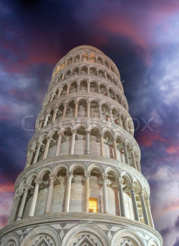 Lights of Leaning Tower - Pisa. | Stock image | Colourbox