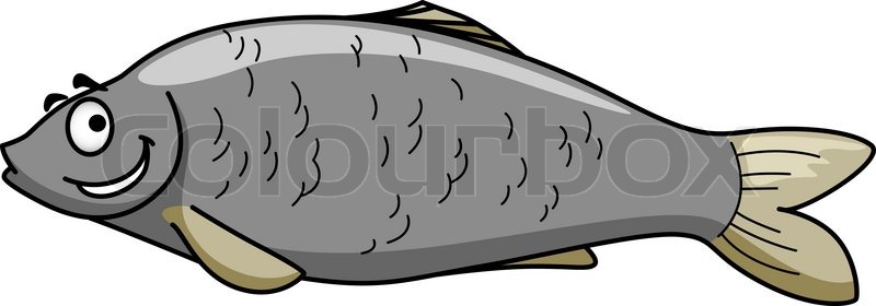 Side view of a funny grey cartoon fish ... | Stock vector | Colourbox