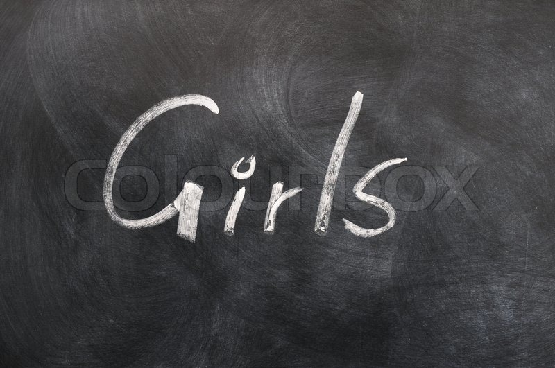 Girls - word written in white chalk on ... | Stock image | Colourbox