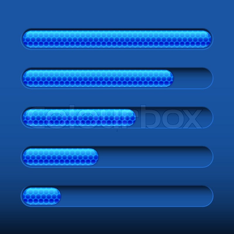 Glossy loading bar on dark blue ... | Stock vector | Colourbox