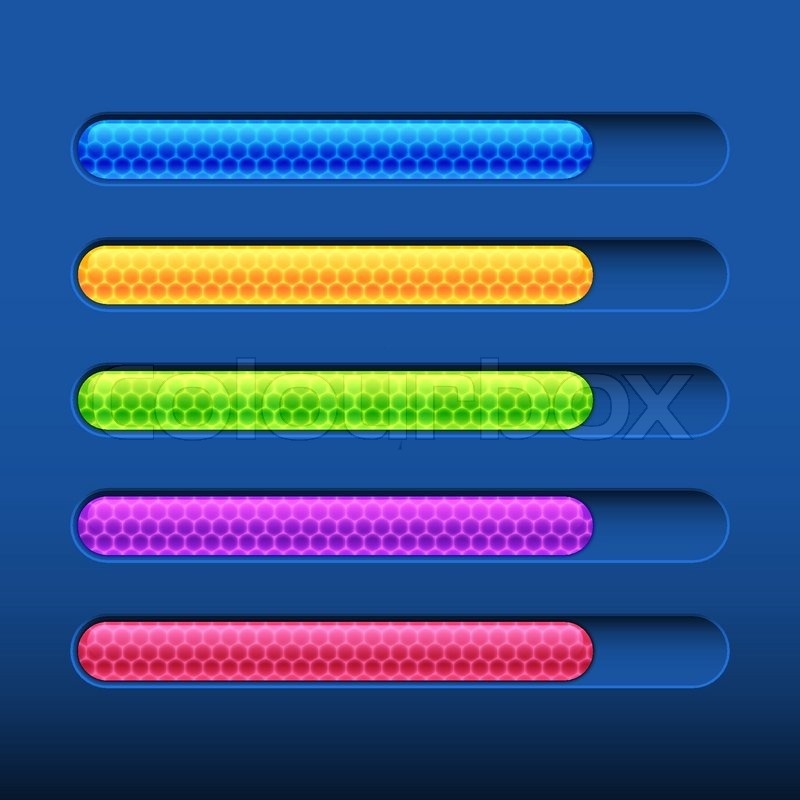 Colorful progress bar on dark blue ... | Stock vector | Colourbox