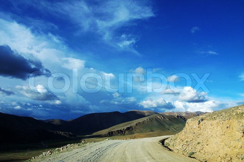 Landscape of a rough road in the ... | Stock image | Colourbox