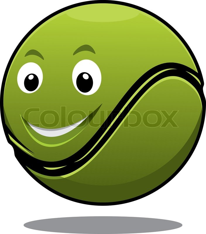 Happy bouncy green cartoon tennis ball ... | Stock vector | Colourbox
