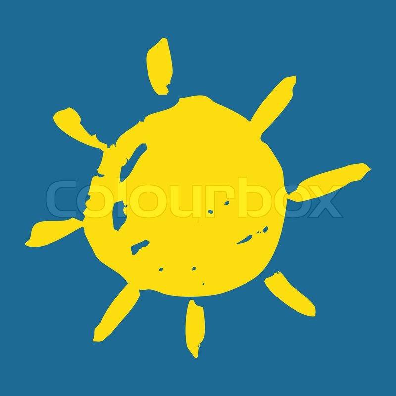 Vector illustration of sun on blue ... | Stock vector | Colourbox