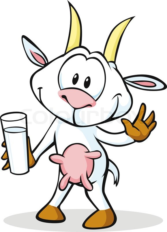 Cute goat cartoon holding goat milk | Stock vector | Colourbox