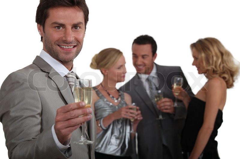 Man making a toast with champagne as ... | Stock image | Colourbox