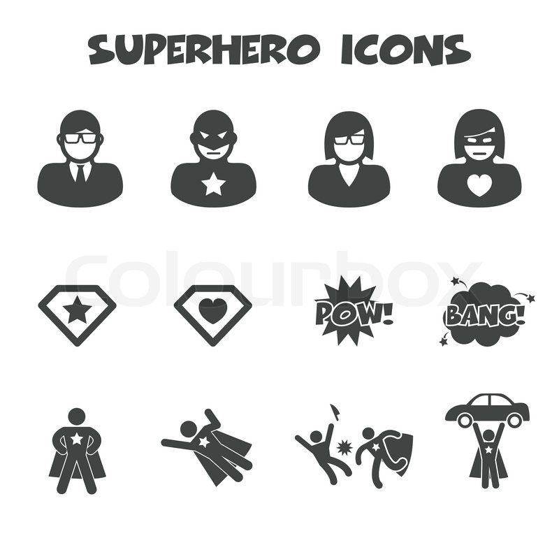 Superhero icons, mono vector symbols | Stock Vector | Colourbox