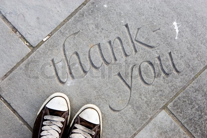 'Thank you' engraved on a floor tile | Stock image | Colourbox