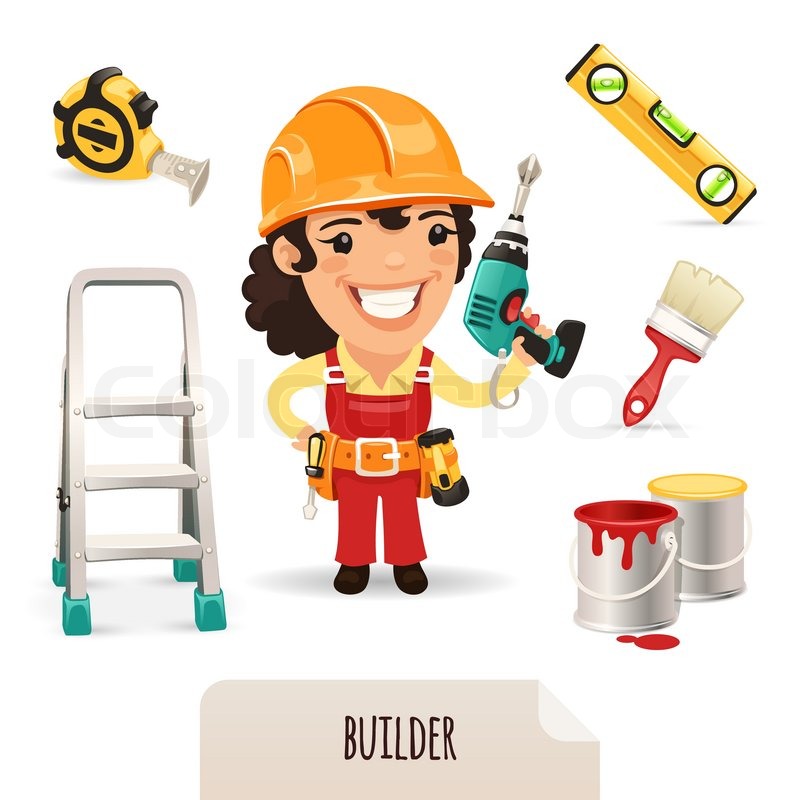 Female Builders Icons Set. In the EPS ... | Stock vector | Colourbox