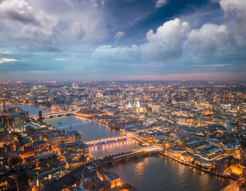 London night skyline aerial view with ... | Stock image | Colourbox