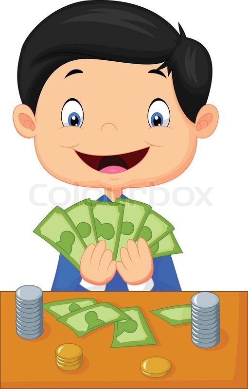 Cartoon junge zählen das Geld | Stock-Vektor | Colourbox