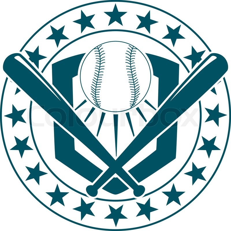 Blue and white baseball emblem or ... | Stock vector | Colourbox