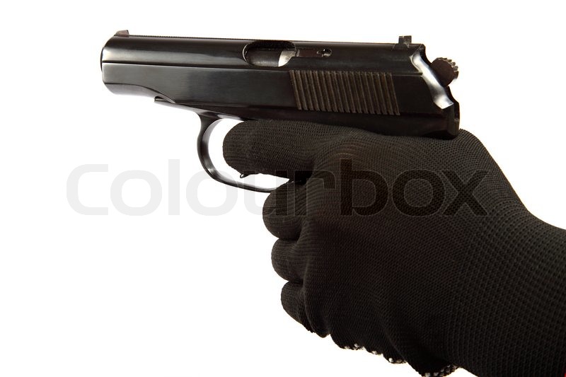 Waffe in der Hand mit schwarzen ... | Stock Bild | Colourbox