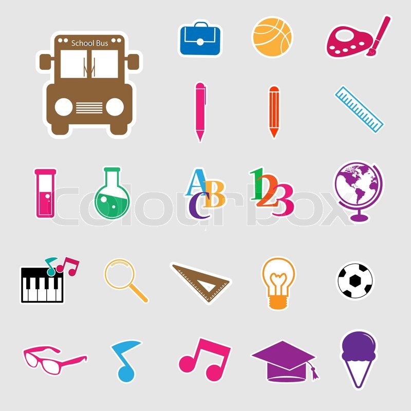Symbole für Schule und Bildung | Stock-Vektor | Colourbox