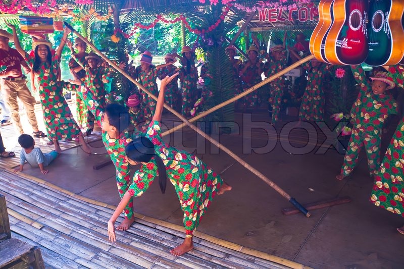Filipino kids dancing on the Loboc ... | Stock image | Colourbox