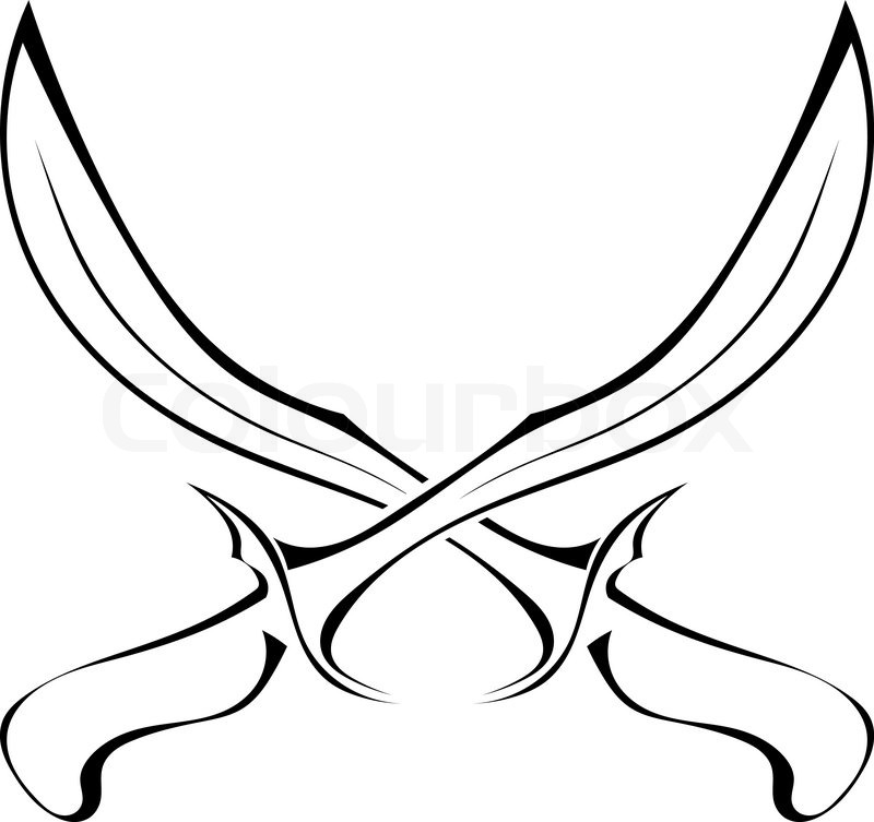 Crossed knives on a white background | Stock vector | Colourbox