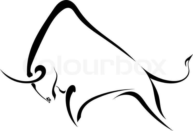 Silhouette stark wilder Stier. | Stock-Vektor | Colourbox