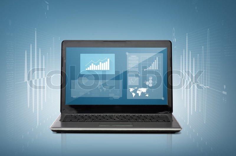 Laptop-Computer mit Grafik auf dem ... | Stock Bild | Colourbox