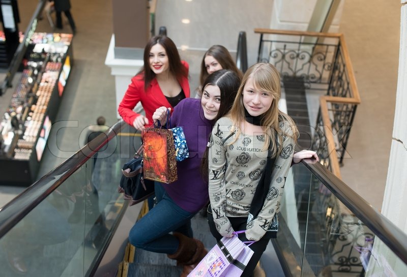 Group of girls at the shopping center | Stock image | Colourbox