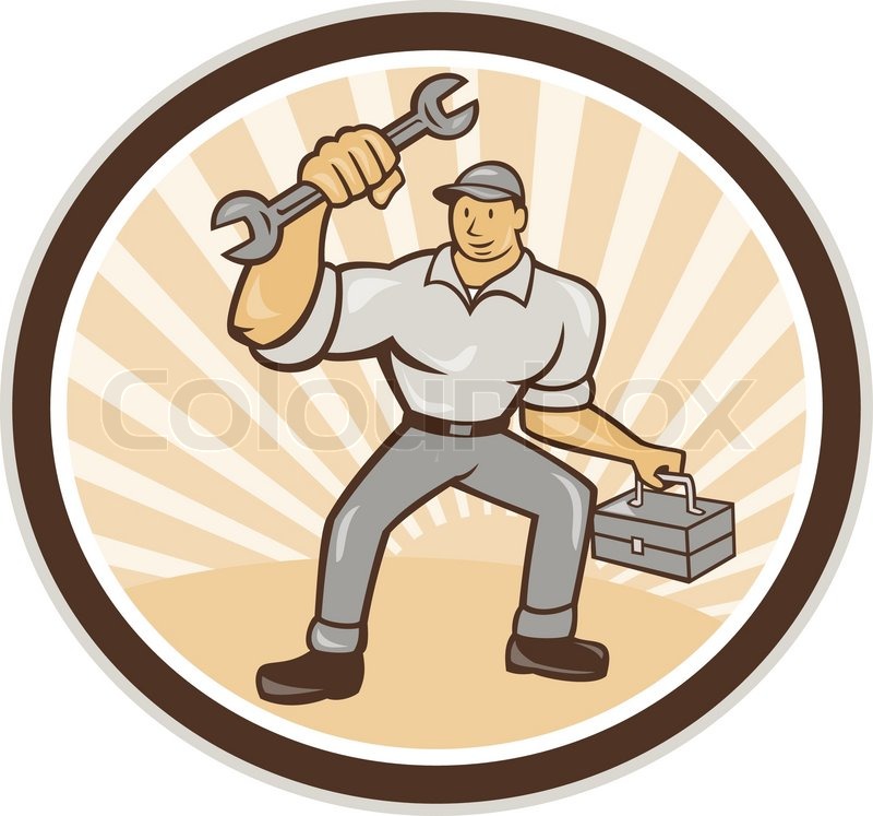 Illustration of a mechanic with ... | Stock vector | Colourbox