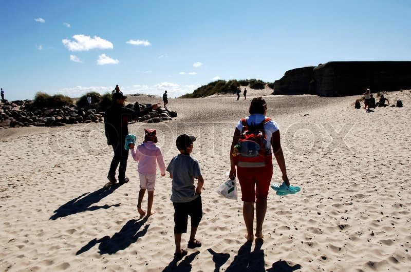 Beach goers on a danish beach in the ... | Stock image | Colourbox