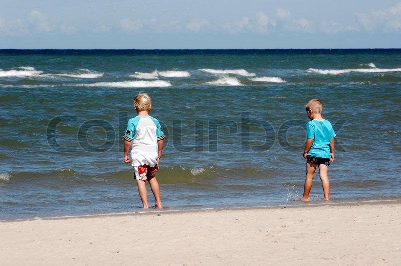 Boys playing on a danish beach | Stock image | Colourbox