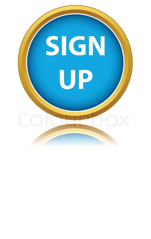 Big blue sign up button on a white ... | Stock vector | Colourbox