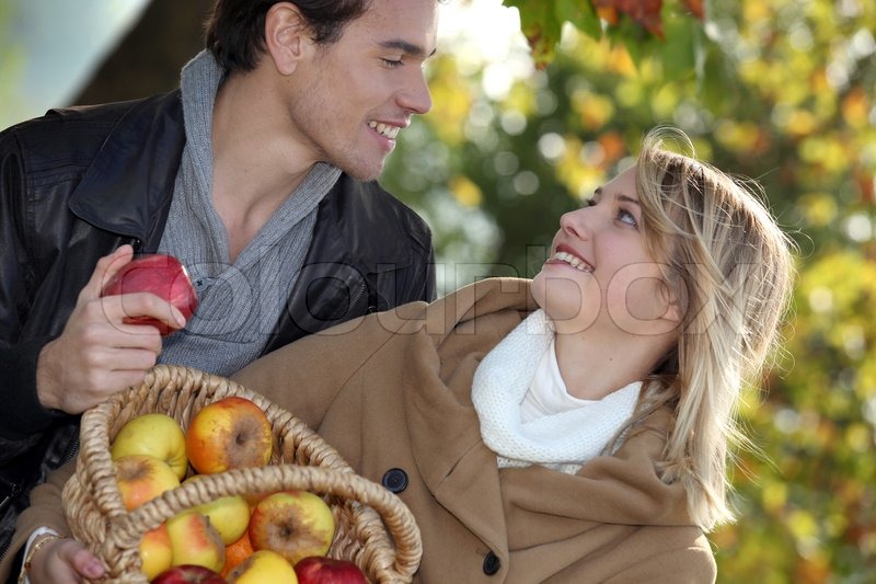 Couple with apple | Stock image | Colourbox